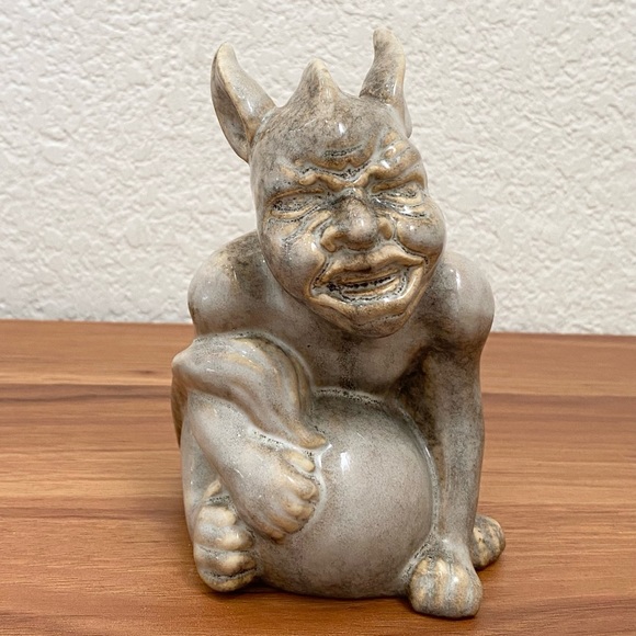 Art | Vintage Glazed Ceramic Gargoyle Mythical Gothic Collectible 55 ...